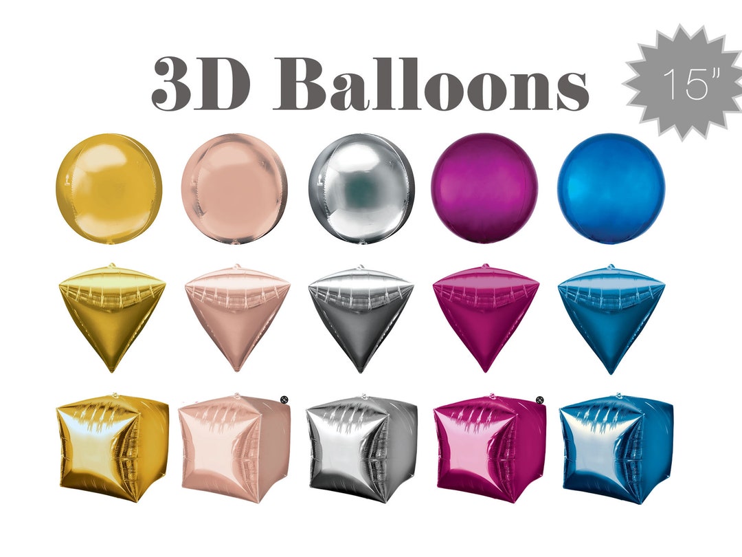 3D Balloons | Orbz Sphere Shape Rose Gold Balloons Cube Balloons ...