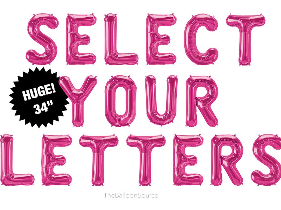 34" Hot Pink LARGE Letter Number Balloons | Custom Banner Magenta Pink ...