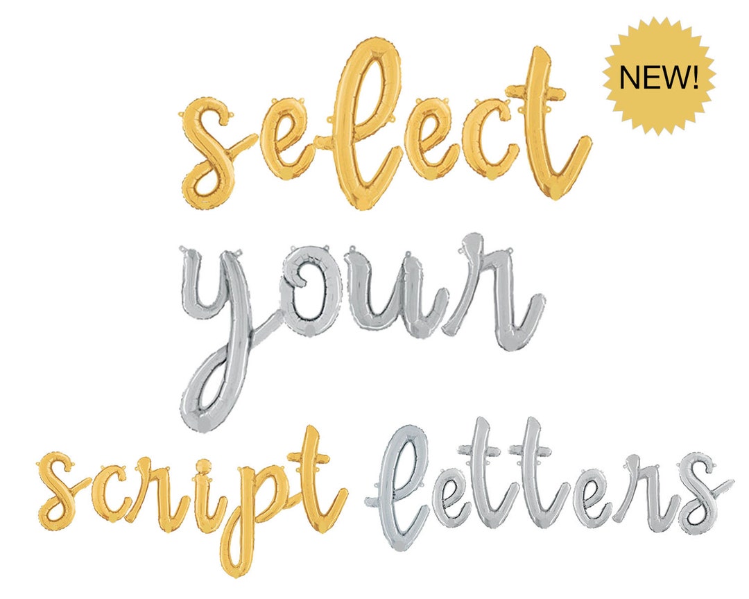 Script Letter Balloons | Cursive Letter Balloons 14" Foil Mylar Airfill ...