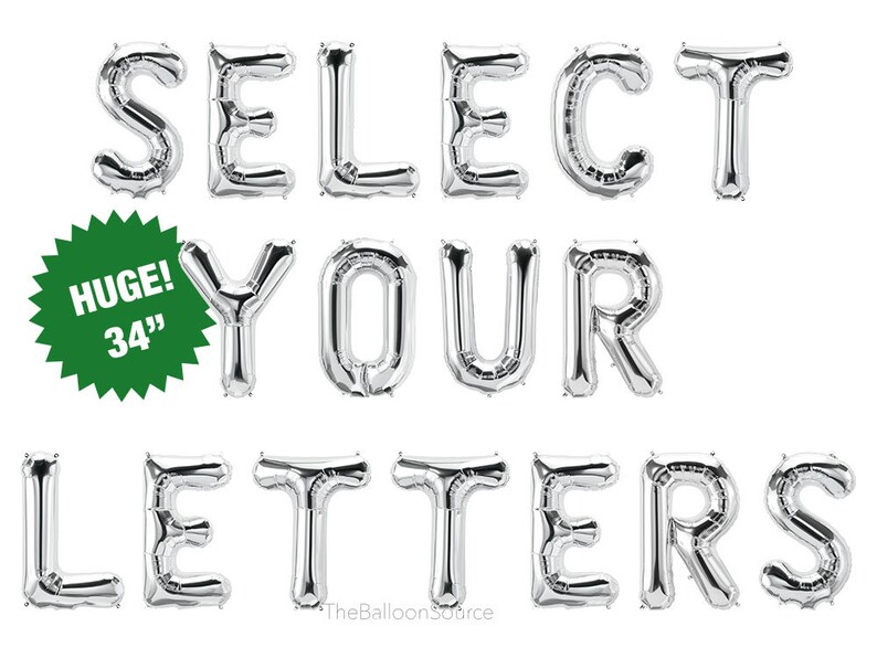 34 Silver LARGE Letter Number Balloons Jumbo Giant - Etsy