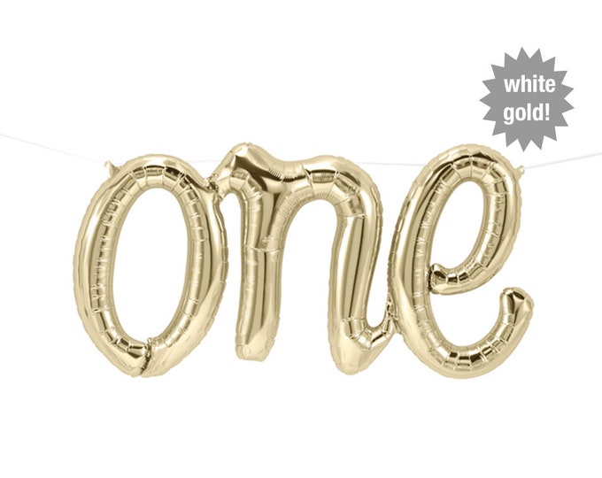 Large ONE Script Balloon in Rose Gold or Silver | Baby Birthday ...