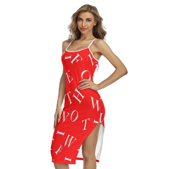 Sexy Hotwife Back Cross Cami Dress White Letters on Red - Etsy