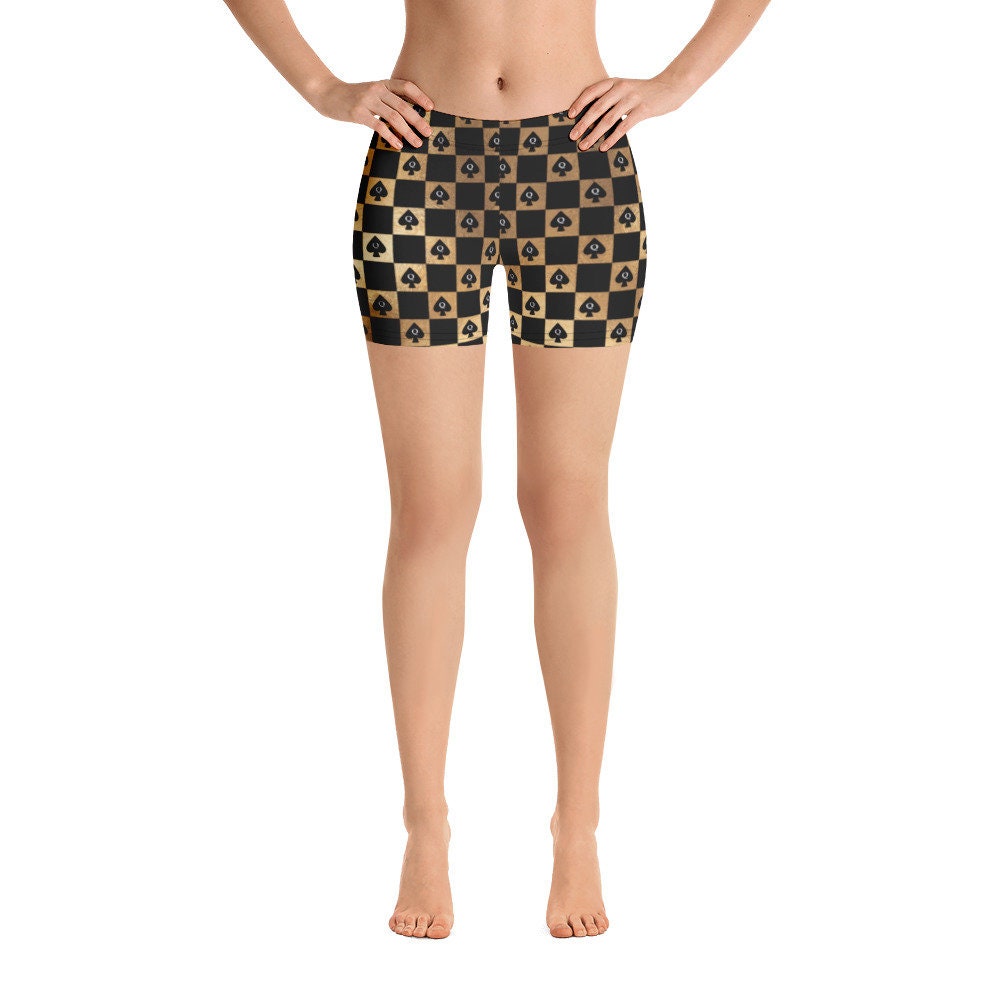 Hotwife Queen of Spades Shorts Gold and Black Checkerboard - Etsy