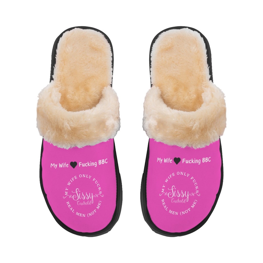 Sissy Cuckold Plush Slippers - My Wife Only F*cks Real Men (not Me ...