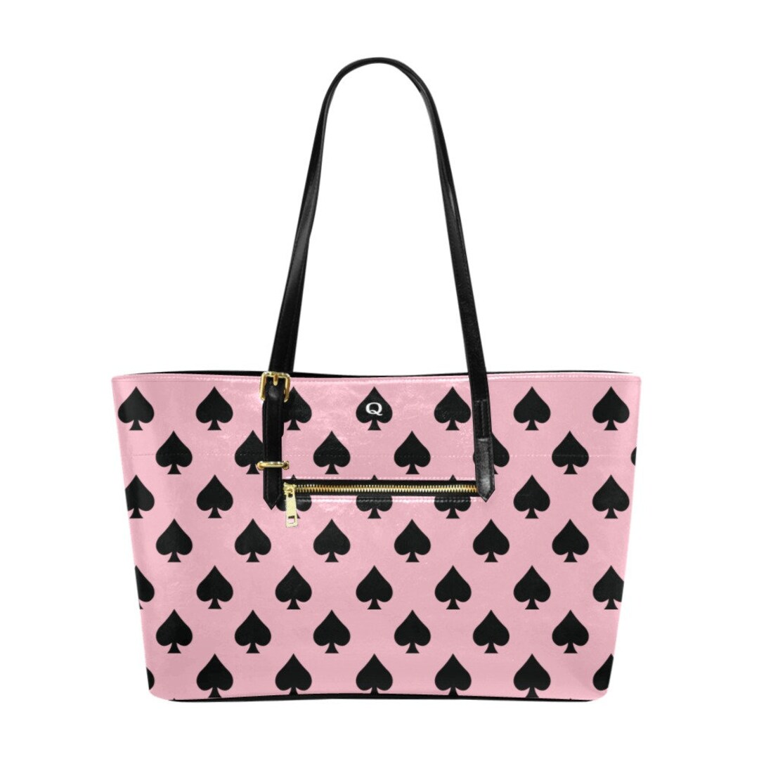 Hotwife QOS Large Tote Bag I Spade Symbols on Dusty Pink With One QOS ...