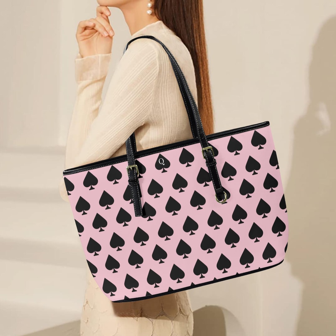 Hotwife QOS Large Tote Bag I Spade Symbols on Dusty Pink With One QOS ...