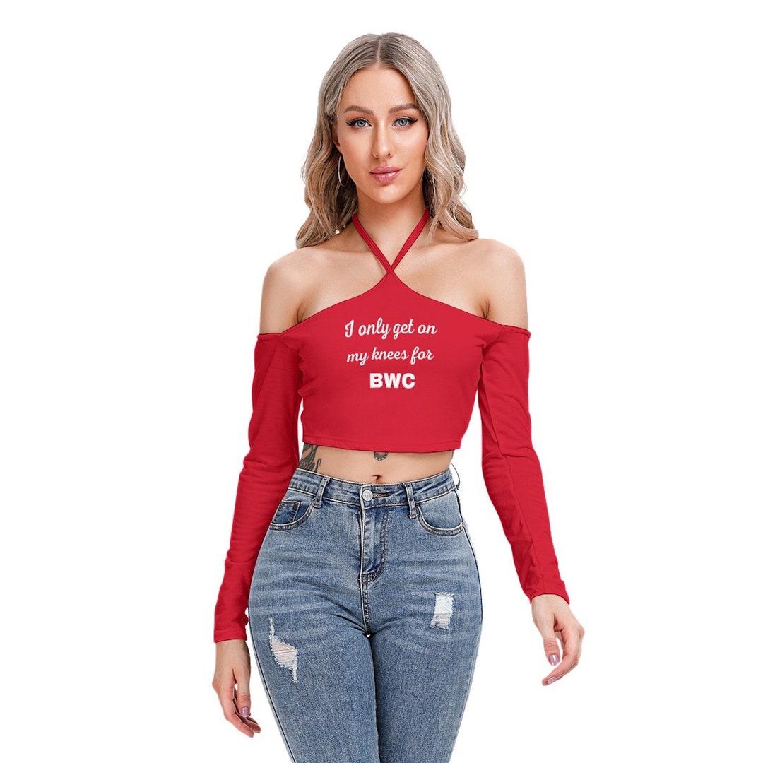 Stylish Hotwife Queen of Diamonds BWC Halter Neck Crop Top in Red BWC ...