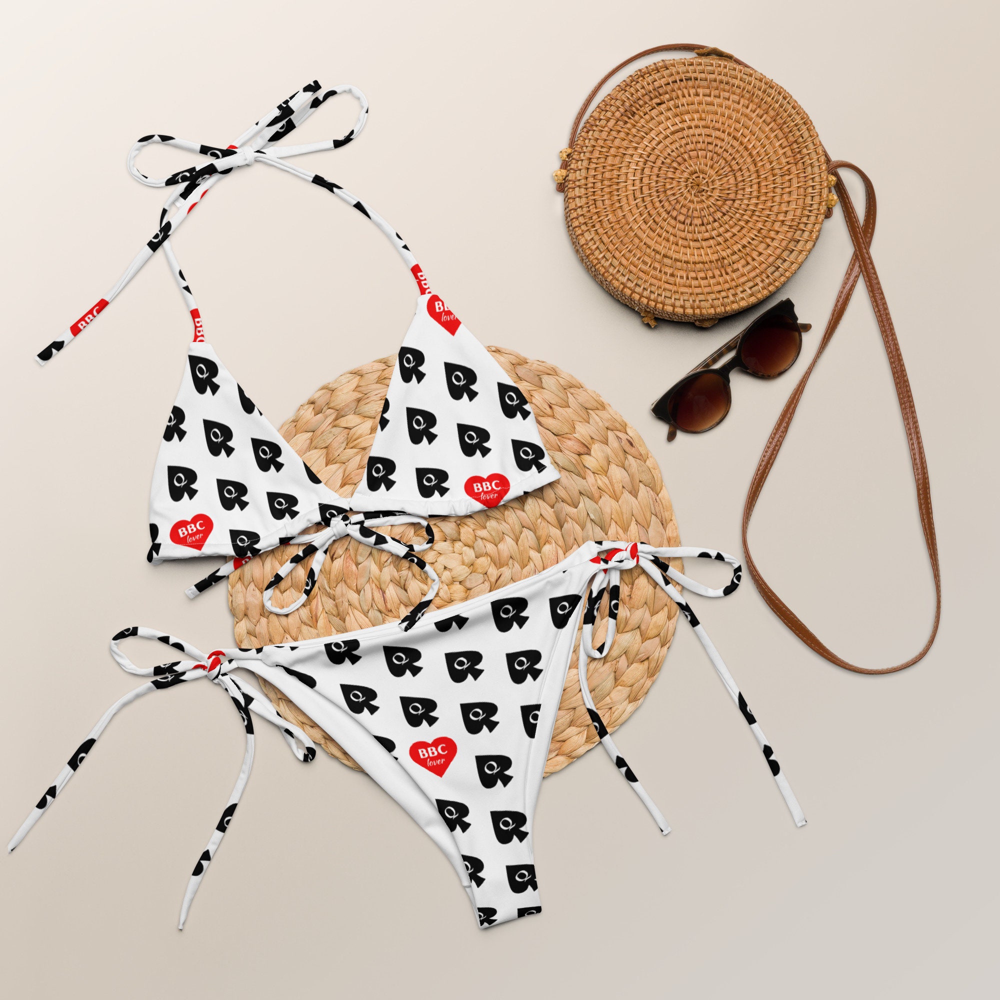 Hotwife QOS String Bikini Queen of Spades Symbol on White With BBC ...