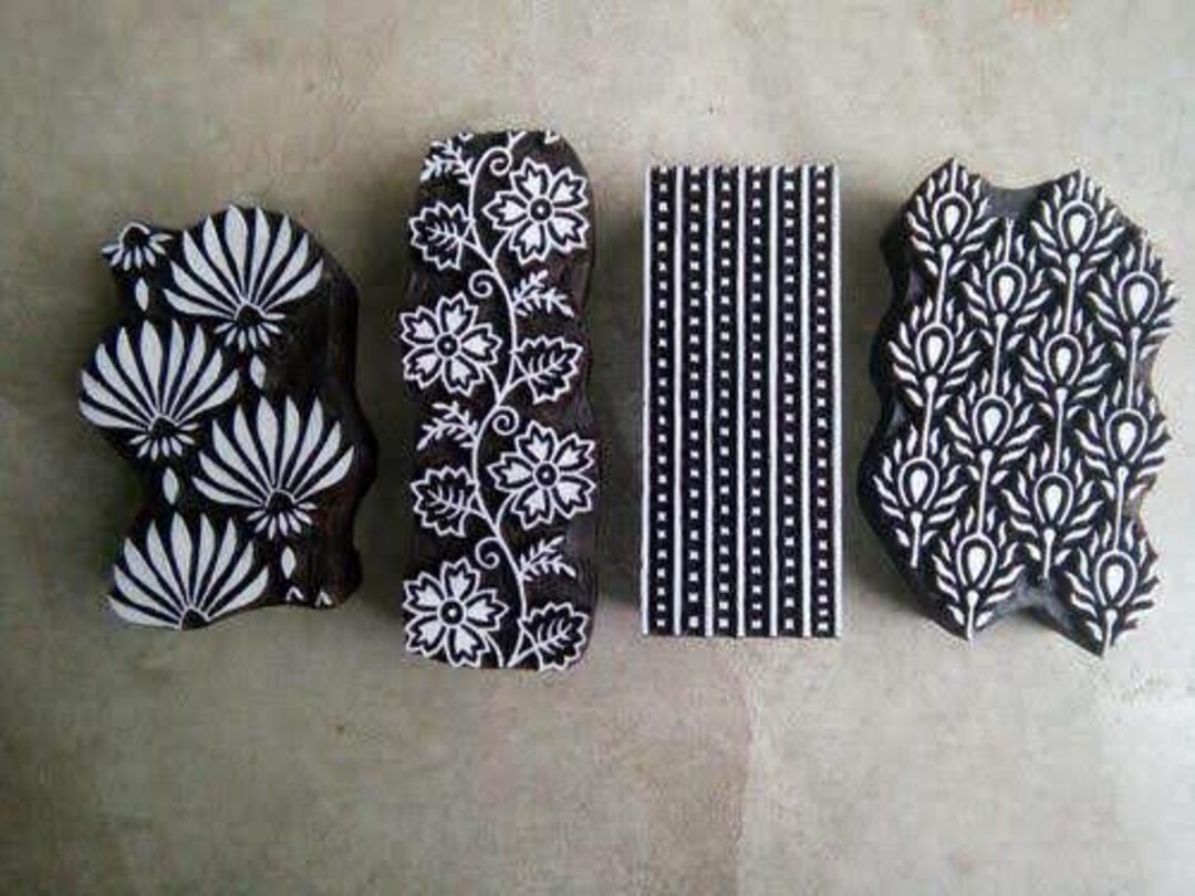 Handcrafted Wooden Stamps Set – Traditional Border Designs for Printing ...