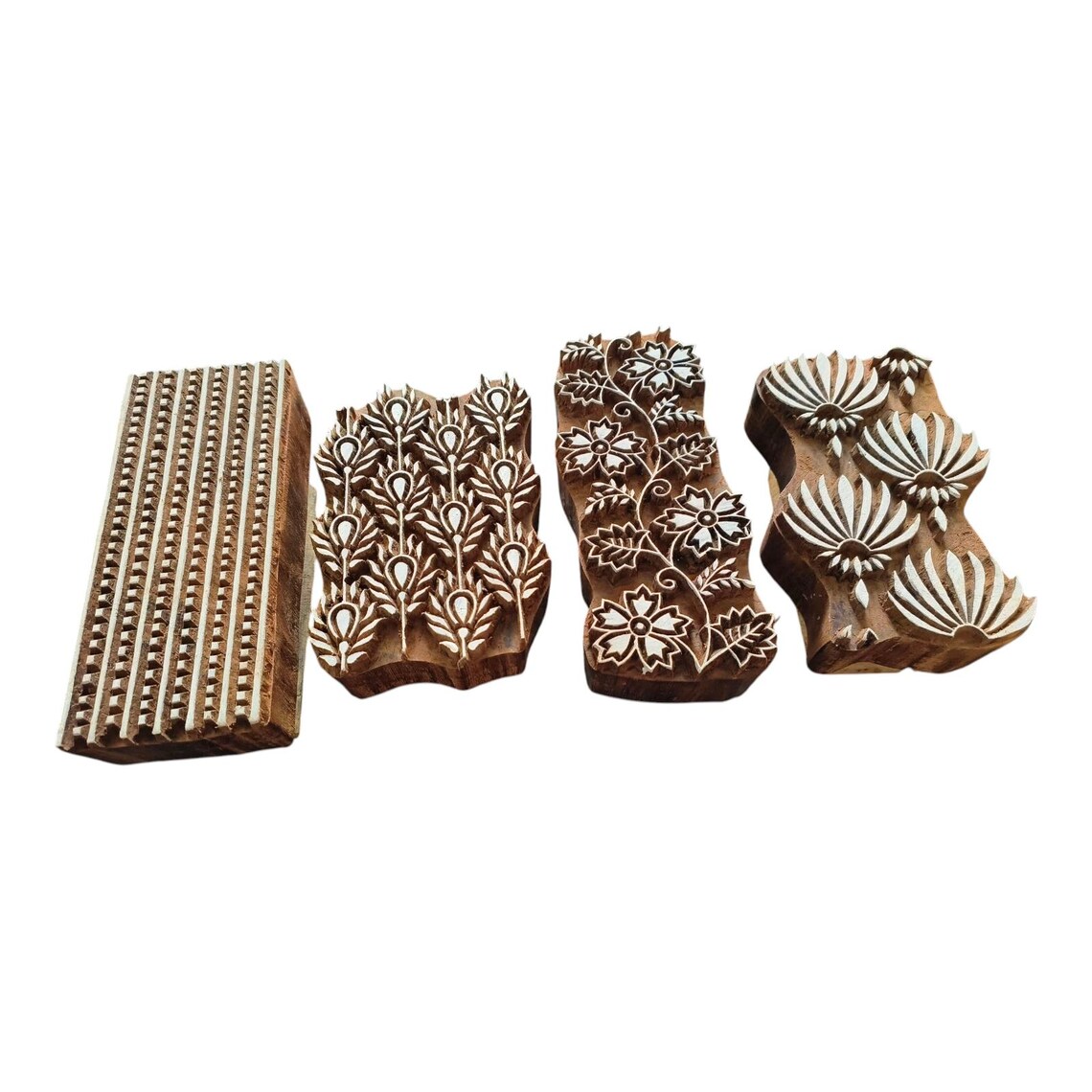 Handcrafted Wooden Stamps Set – Traditional Border Designs for Printing ...