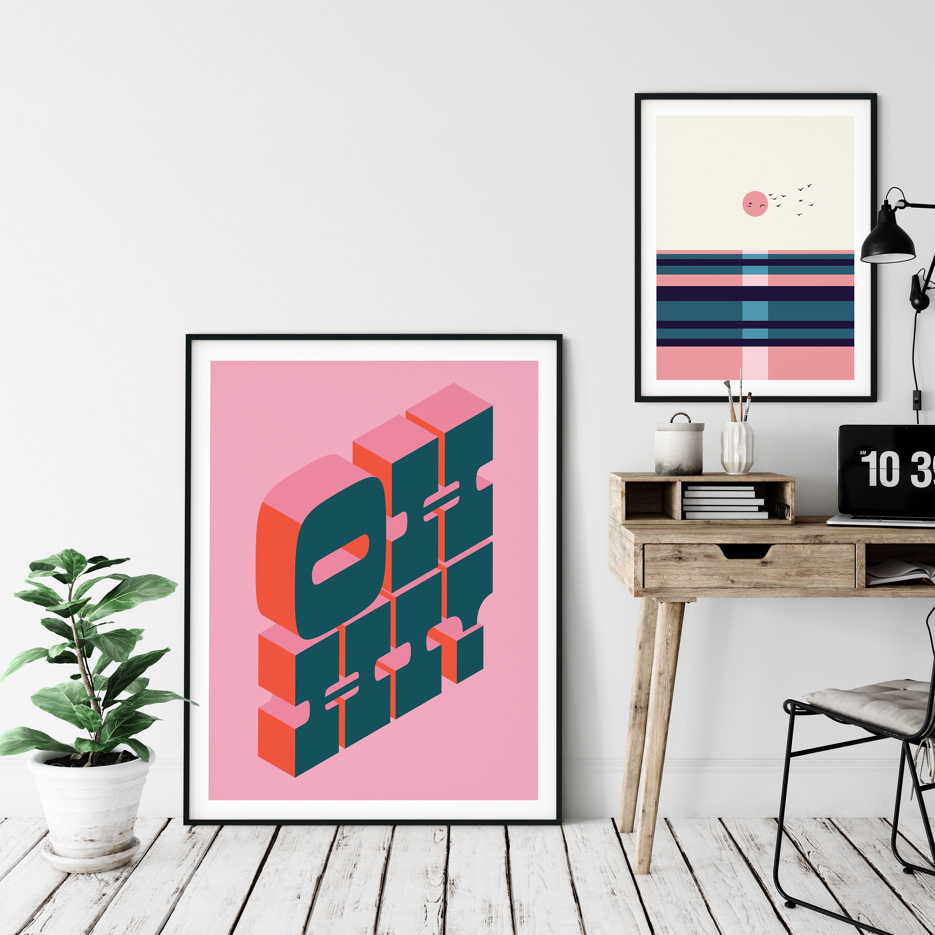 OH HI Typographic Retro Art Print Welcome Art Home Decor | Etsy