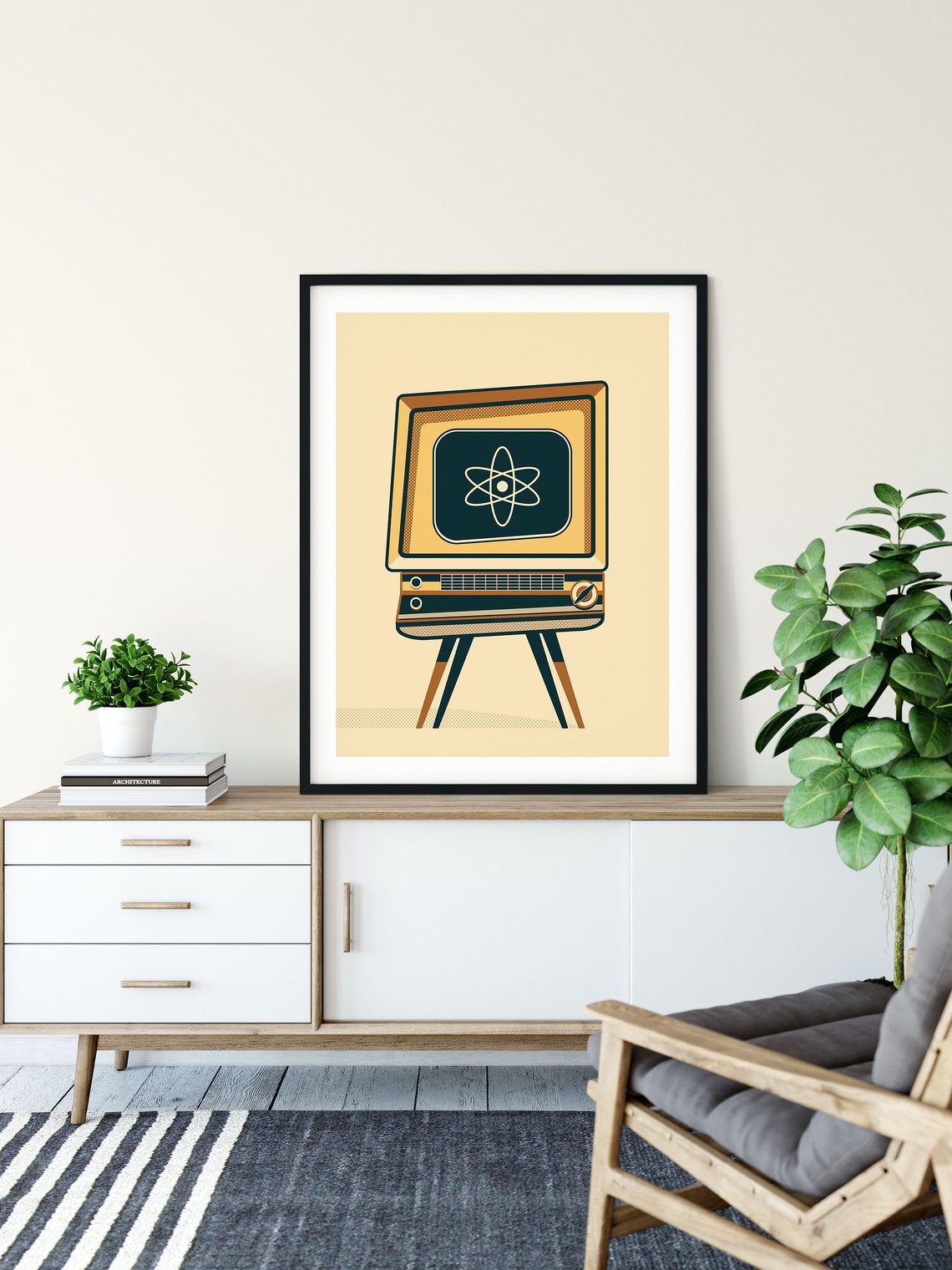Atomic TV Mid Century Retro Print Vintage Mid Century Modern | Etsy