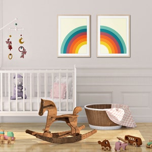 Retro Rainbow Print,set of 2, 70's 80's Wall Art,large Poster Rainbow ...
