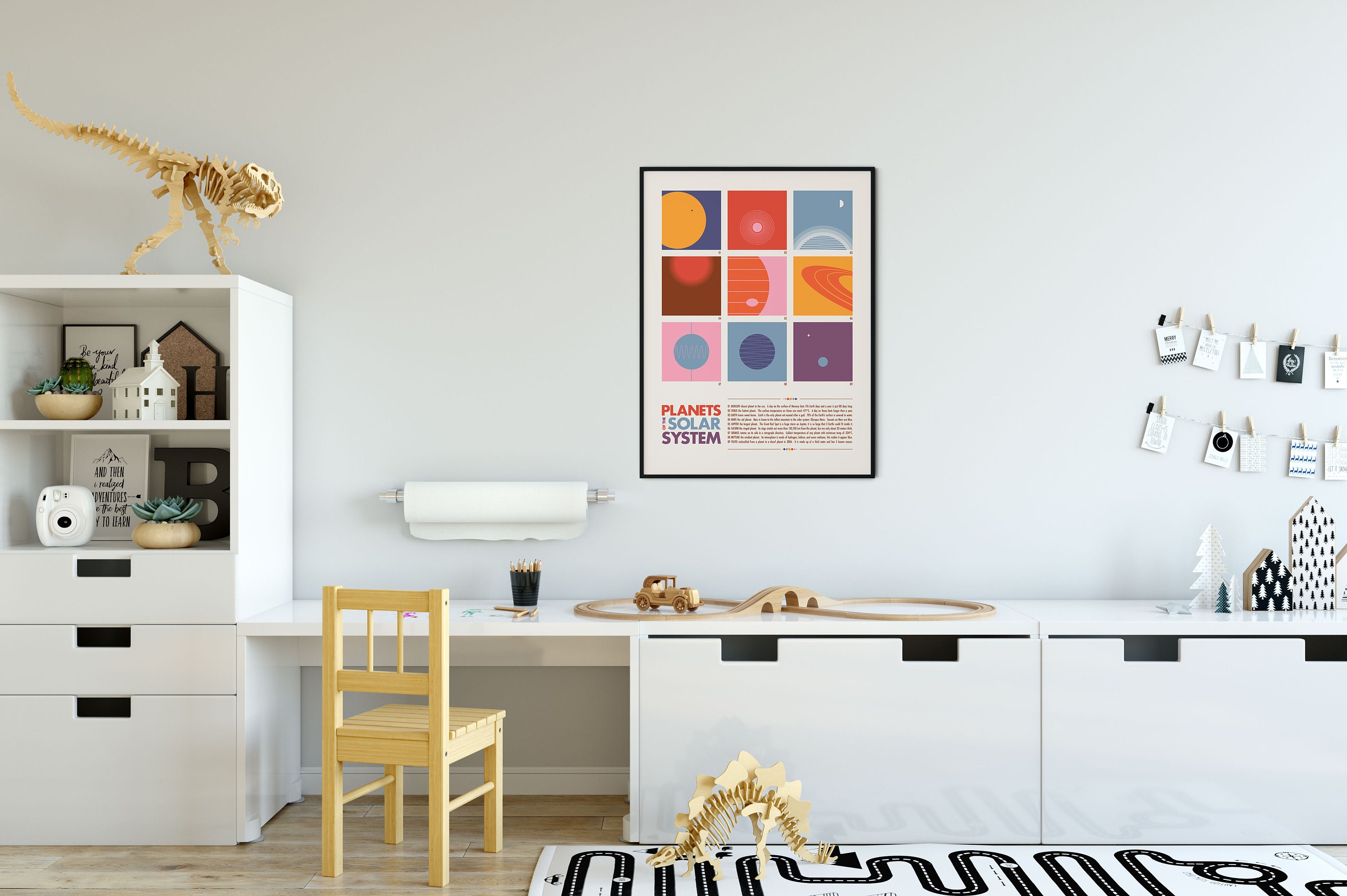 Planets of the Solar System Retro Poster, Digital Printable Mid Century ...