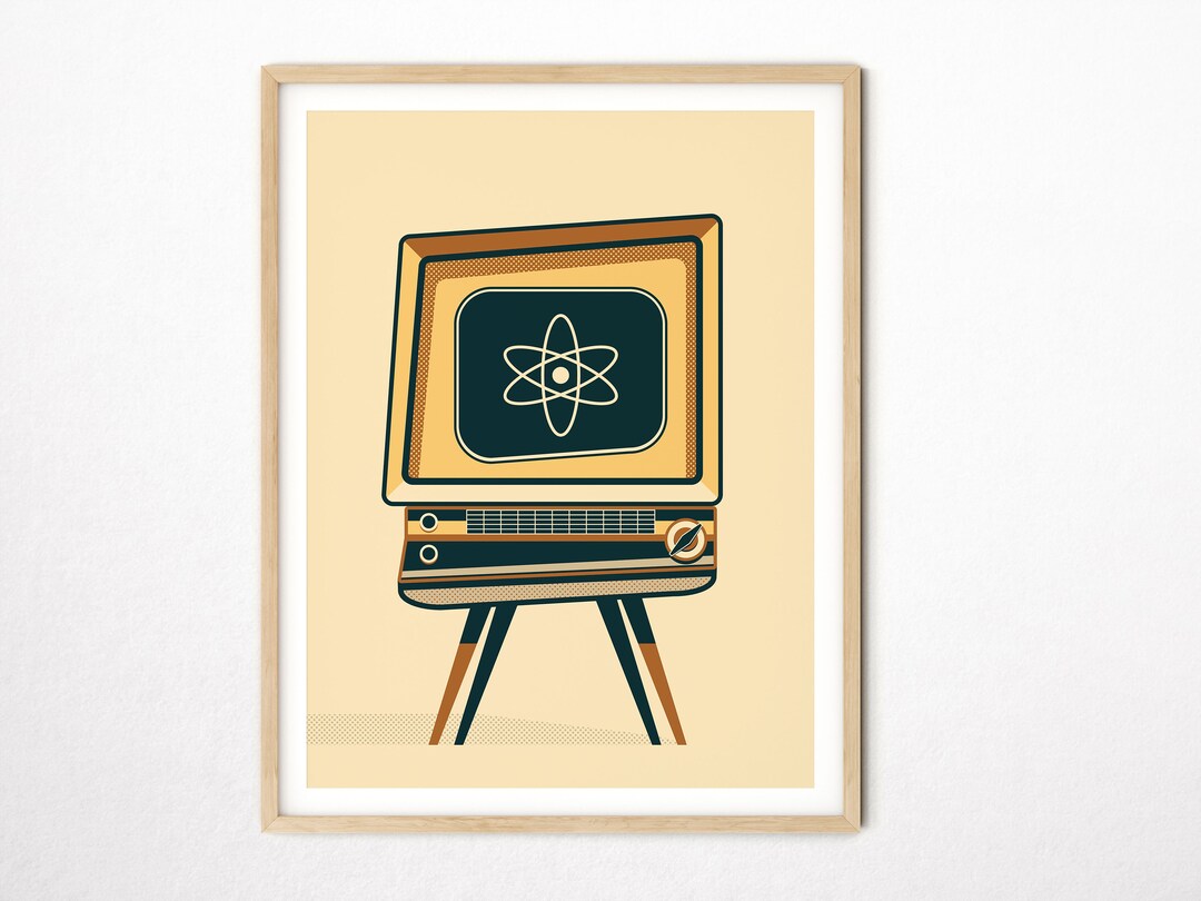 Atomic TV, Mid Century Retro Print, Vintage Mid Century Modern Wall Art ...