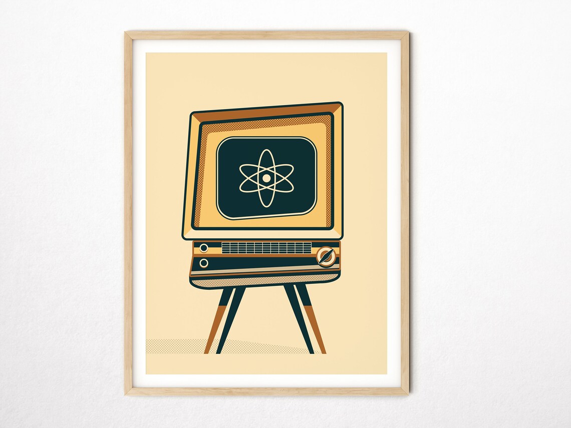 Atomic TV Mid Century Retro Print Vintage Mid Century Modern | Etsy