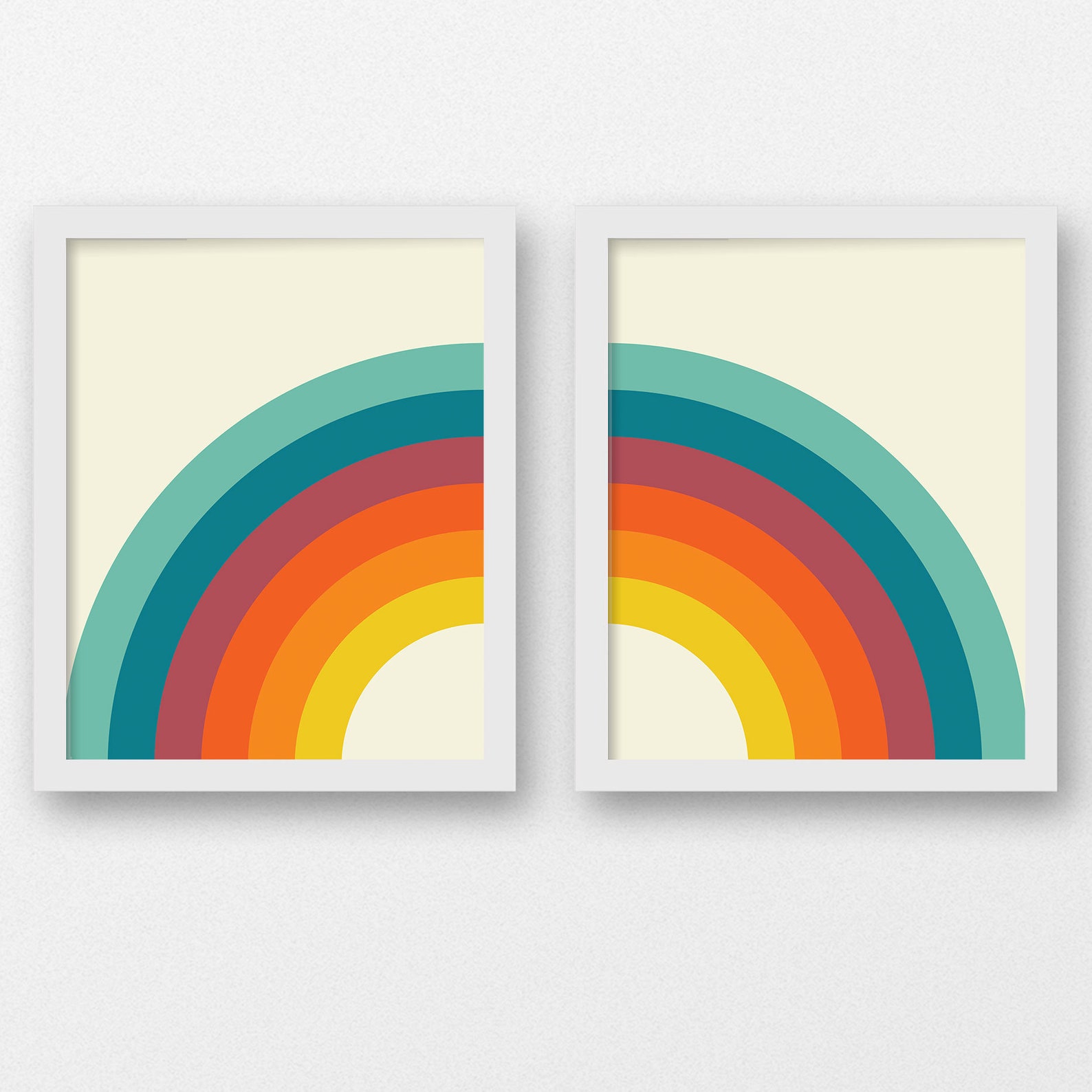 Retro Rainbow Printset of 2 70's 80's Wall Artlarge - Etsy