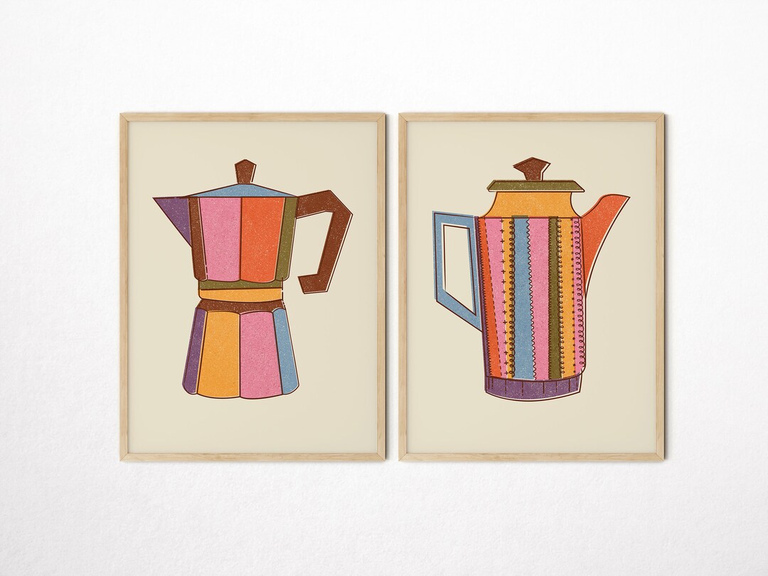 Retro Vintage Kitchen Prints, PRINTABLE SET of 2, Retro Kitchen Wall ...