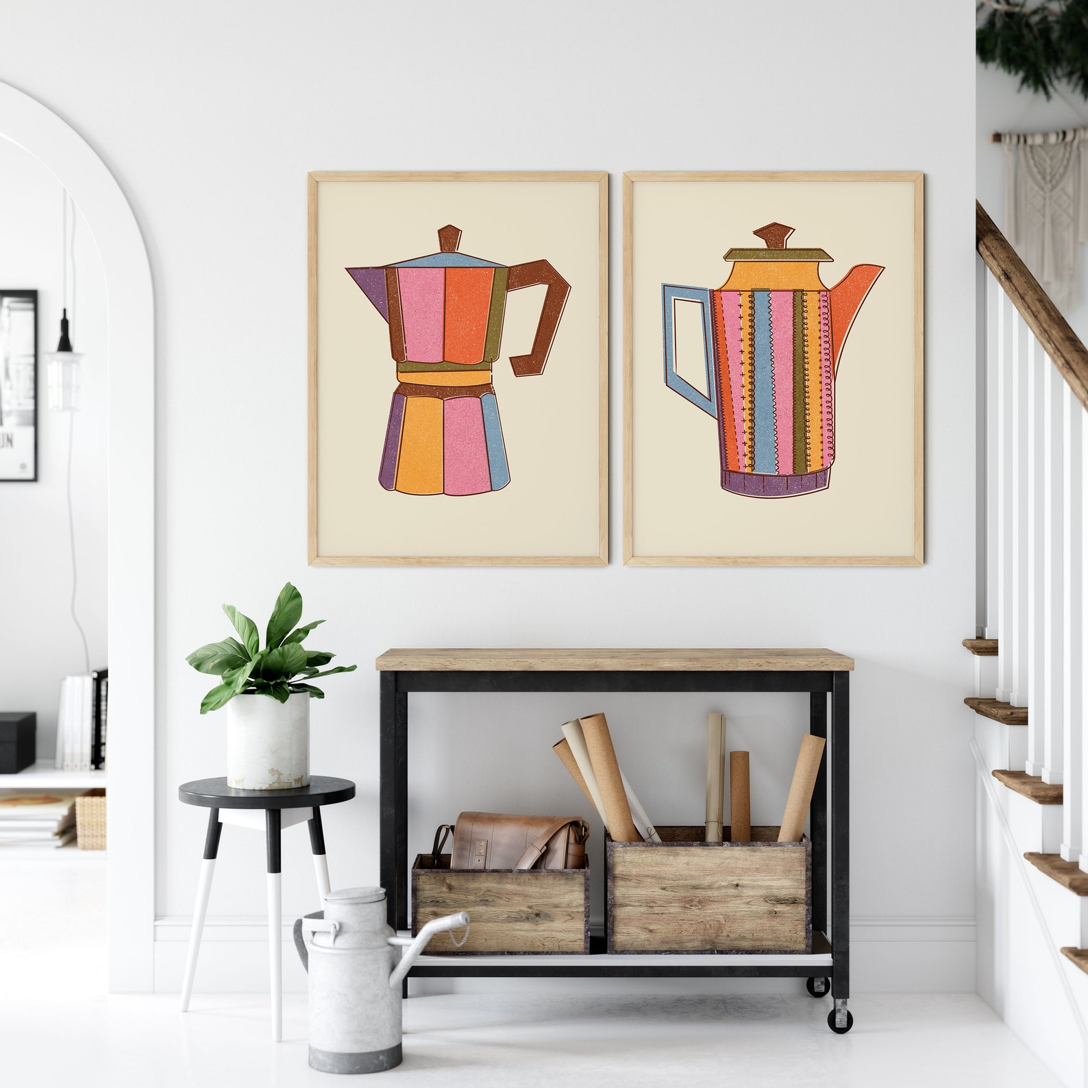 Retro Vintage Kitchen Prints, PRINTABLE SET of 2, Retro Kitchen Wall ...