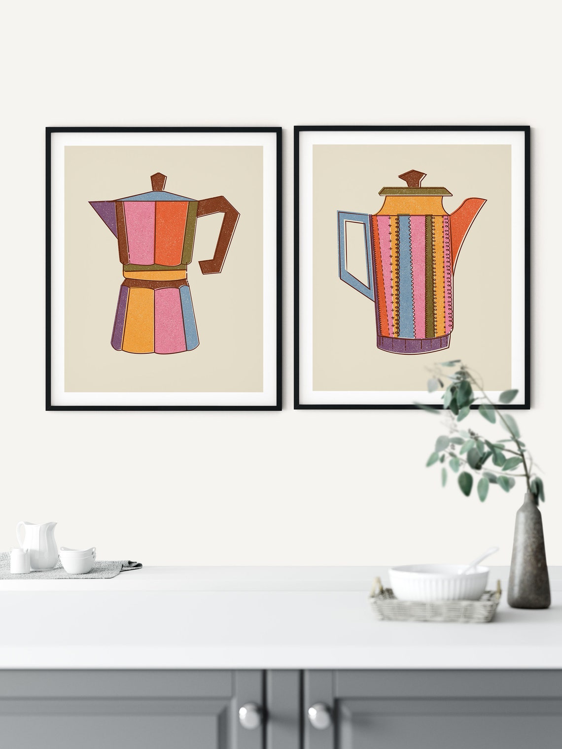 Retro Vintage Kitchen Prints PRINTABLE SET of 2 Retro | Etsy UK