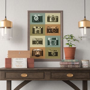 Retro Vintage Cameras Print, Photography Wall Art, Mid Century Poster ...
