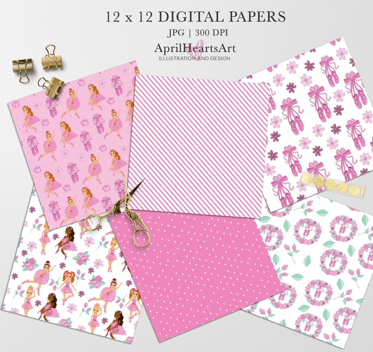 Pink Ballerina Digital Paper, Girl, Ballet, Dancing, Ballet Dancer, DIY ...