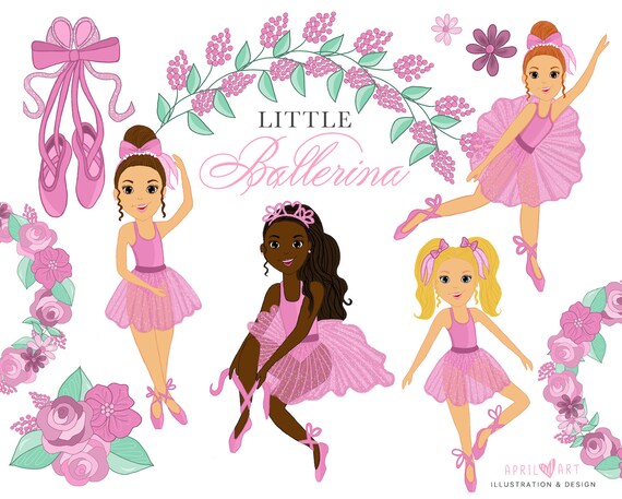 Pink Ballerina Clipart Girl Ballet Dancing Ballet Dancer | Etsy