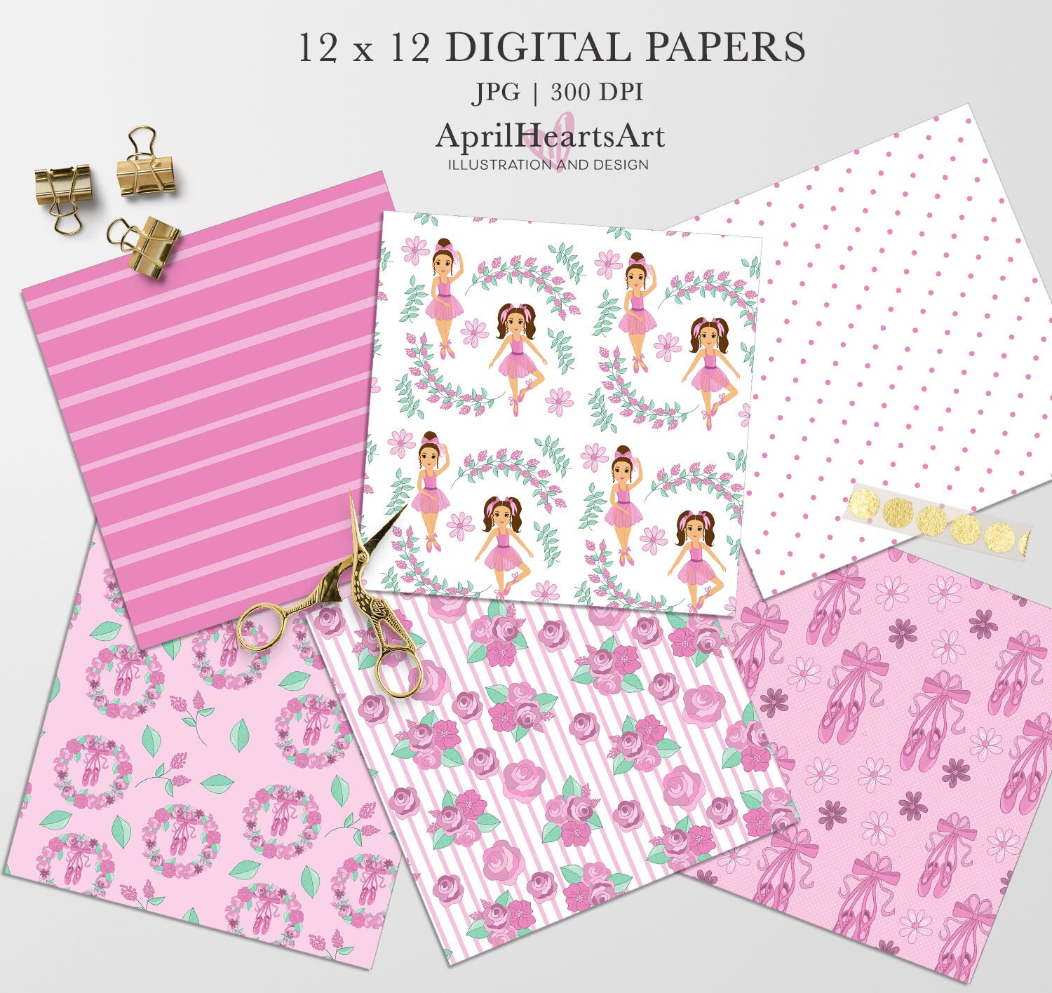 Pink Ballerina Digital Paper, Girl, Ballet, Dancing, Ballet Dancer, DIY ...