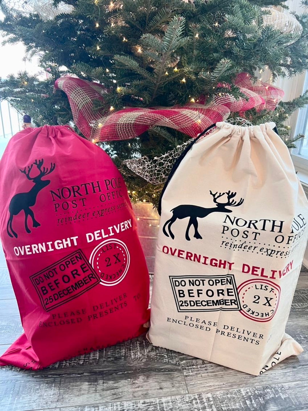 Personalized Santa Bags | Christmas Bags for Kids | Drawstring Santa ...