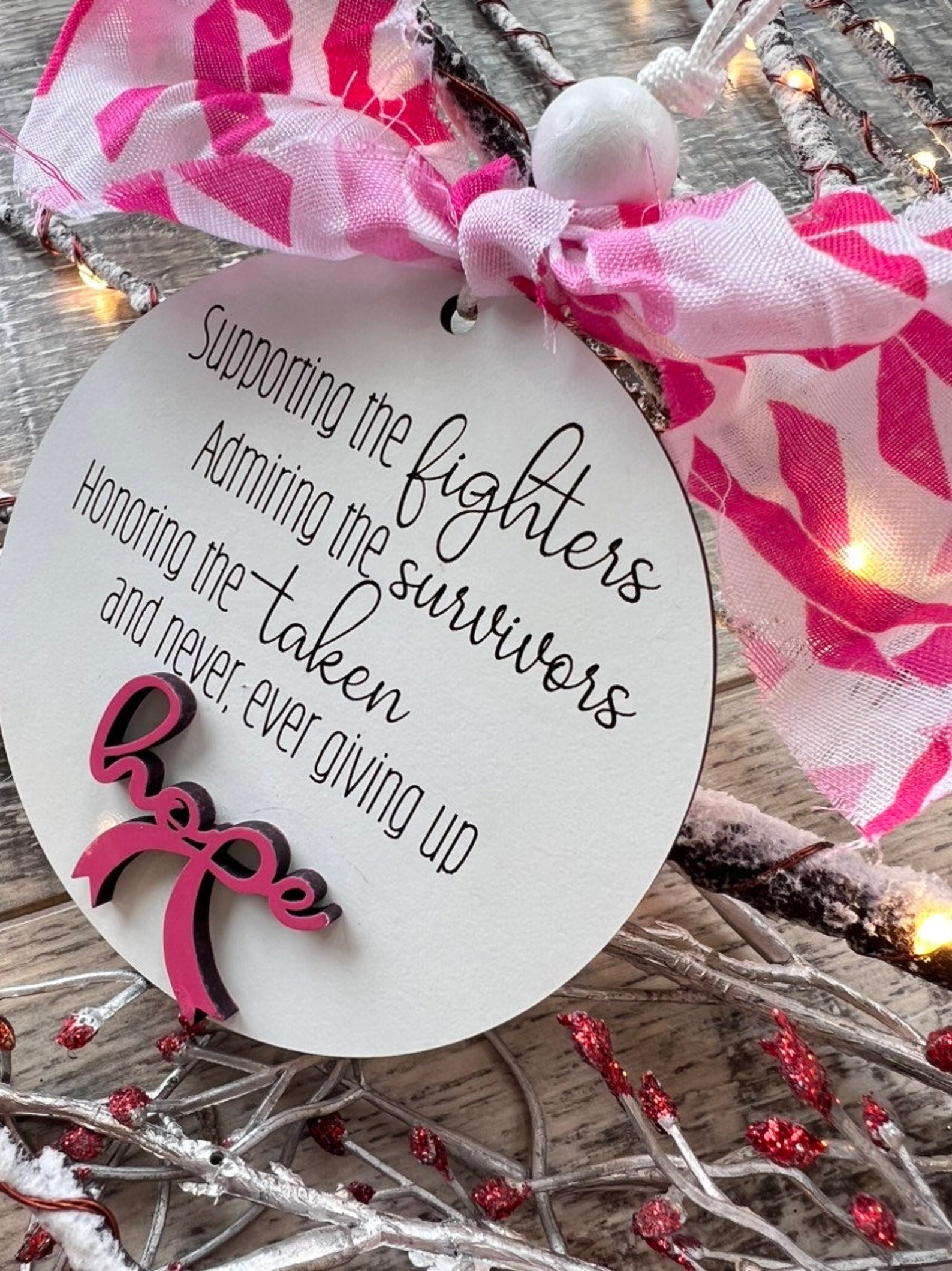 Cancer Awareness Ornament Breast Cancer Strength Love - Etsy