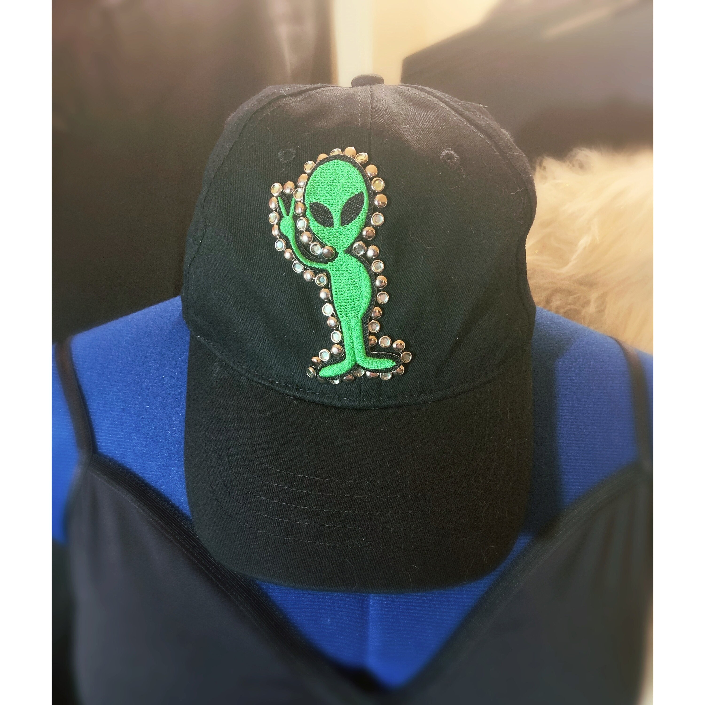 Black Alien Patch Studded Hat baseball cap | Etsy