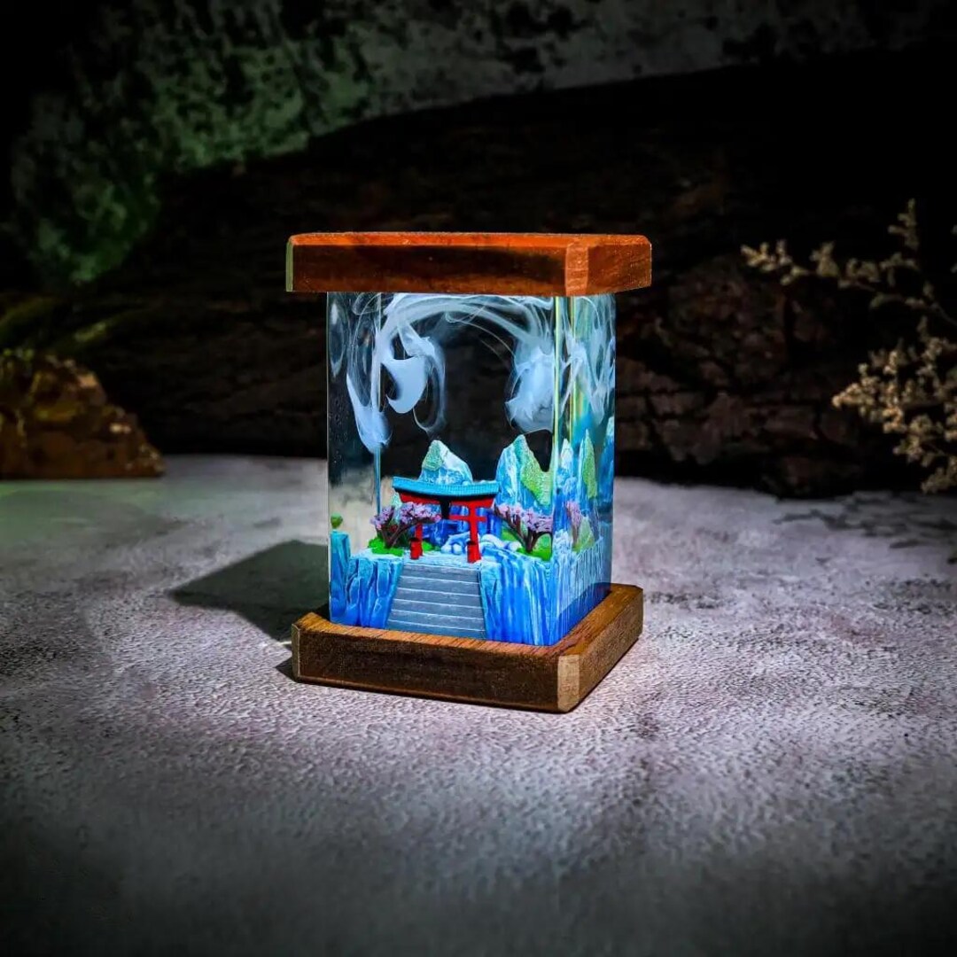 WINTER Torii Gate Epoxy Lamp, Japanese Night Light Father's Day Gifts ...