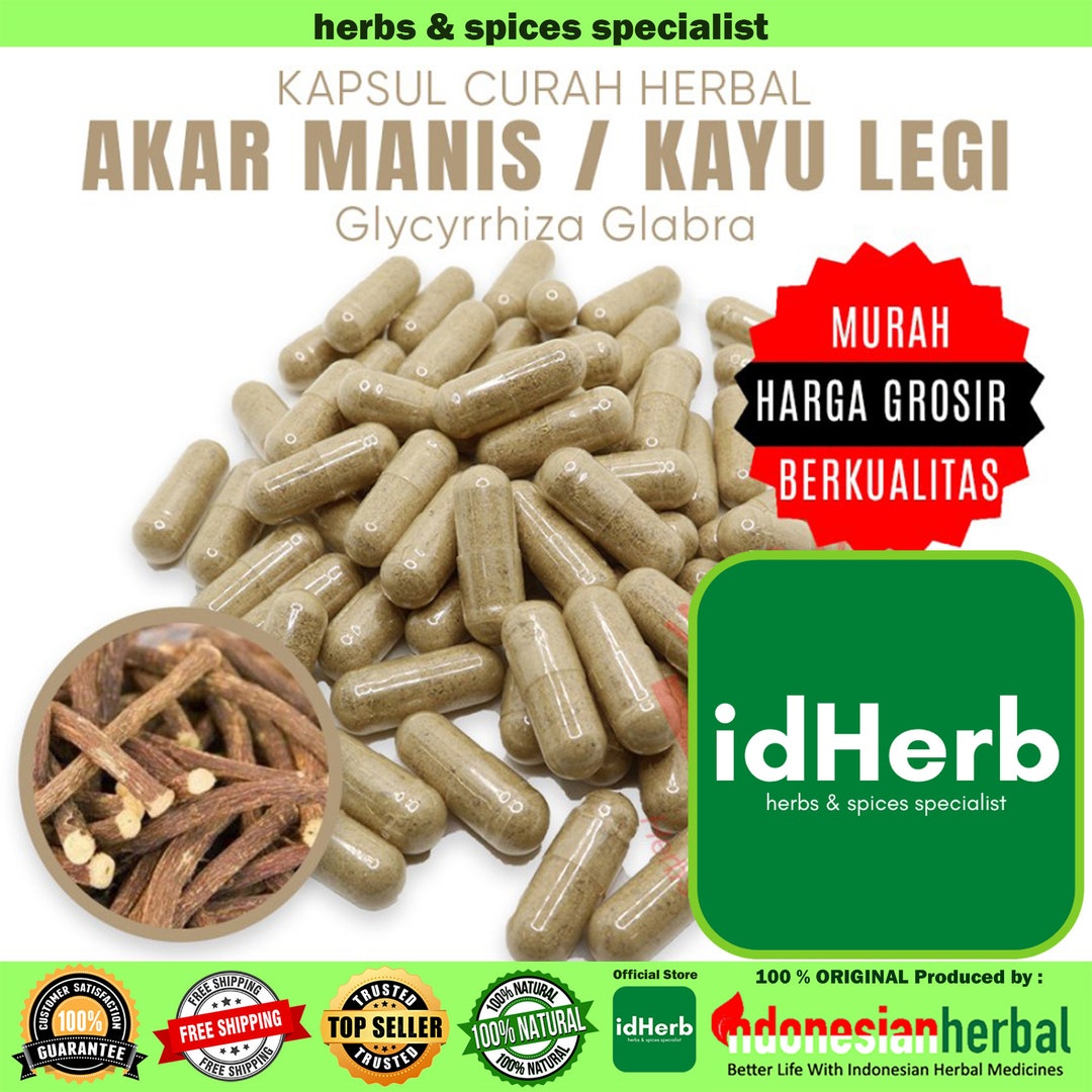 100-500 CAPSULES Glycyrrhiza Glaba Akar Manis Kayu Legi @600mg for ...
