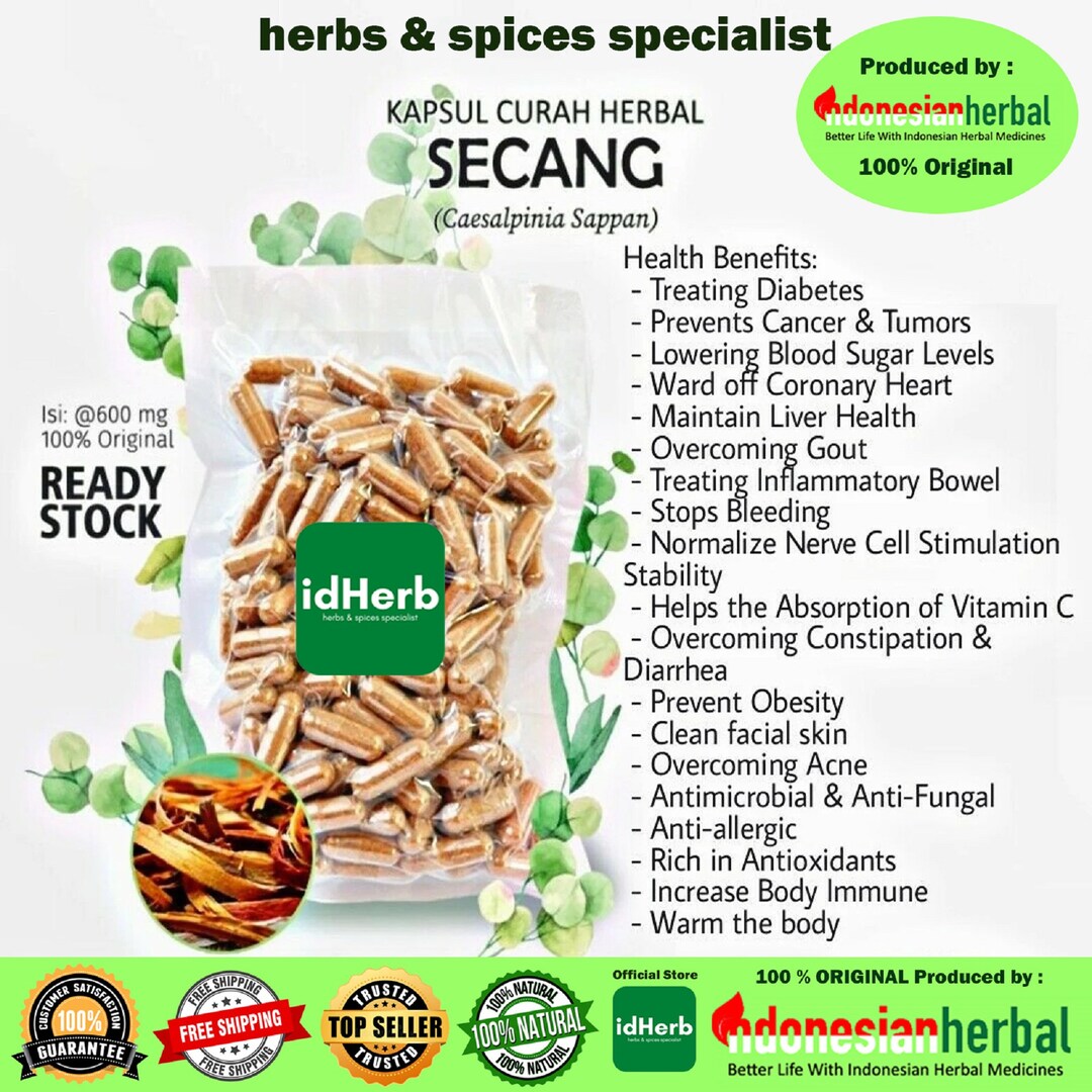 100-500 CAPSULES Caesalpinia Sappan @600mg Herbal Capsules All Fresh ...