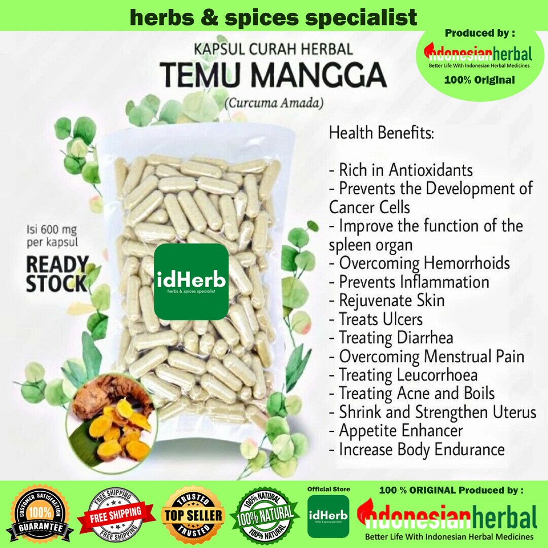 100-500 CAPSULES Curcuma Amada @600mg Herbal Capsules All Fresh Natural ...