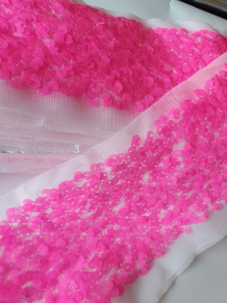 NEON PINK SEQUIN Ribbon Neon Pink Sequin Ribbon Pink | Etsy