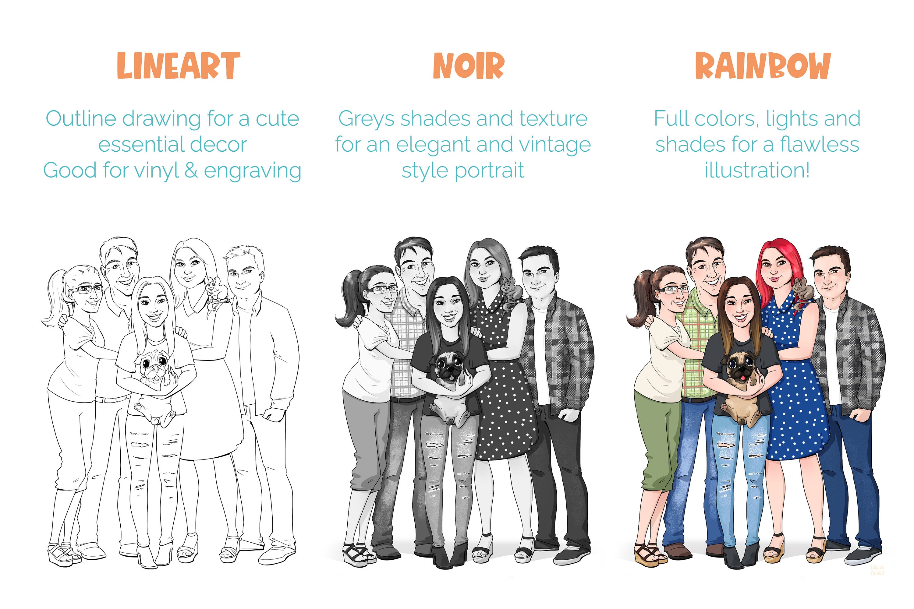 My Cartoon Family Portrait - A Cute Stylized Portrait From Photos of 3 ...