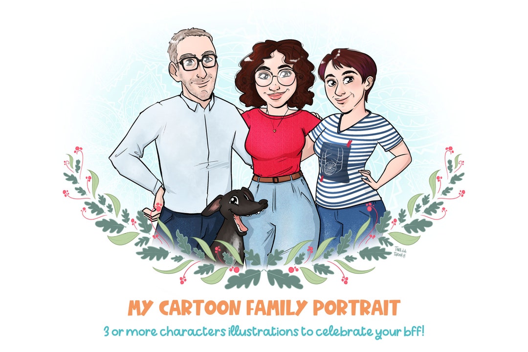 My Cartoon Group Portrait - A Cute Stylized Portrait From Photos of ...