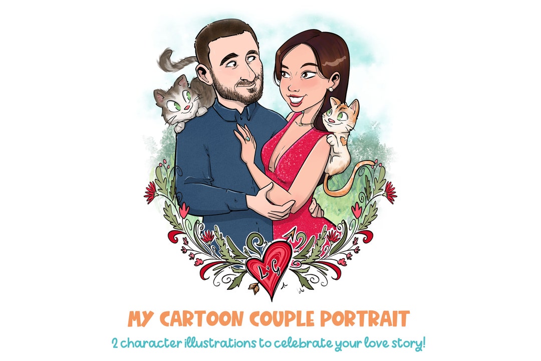 My Cartoon Couple Portrait - A Cute Stylized Portrait From Photos of ...