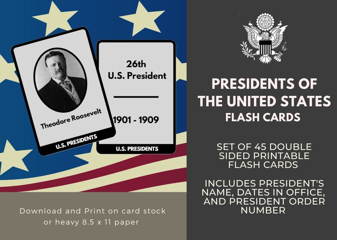 Presidents of the United States Flashcards Download and Print - Etsy