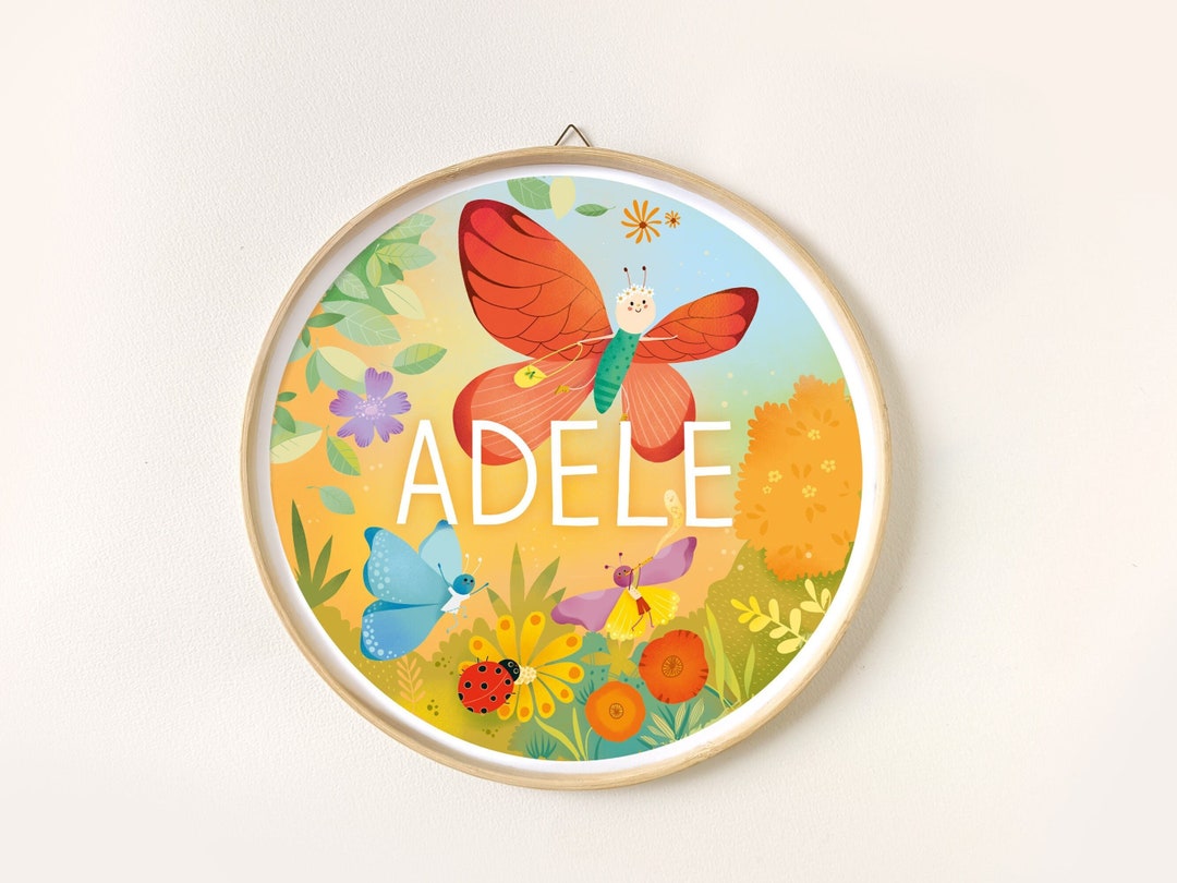 Personalized Name Butterfly Drawing Print, Butterfly Illustration Print ...