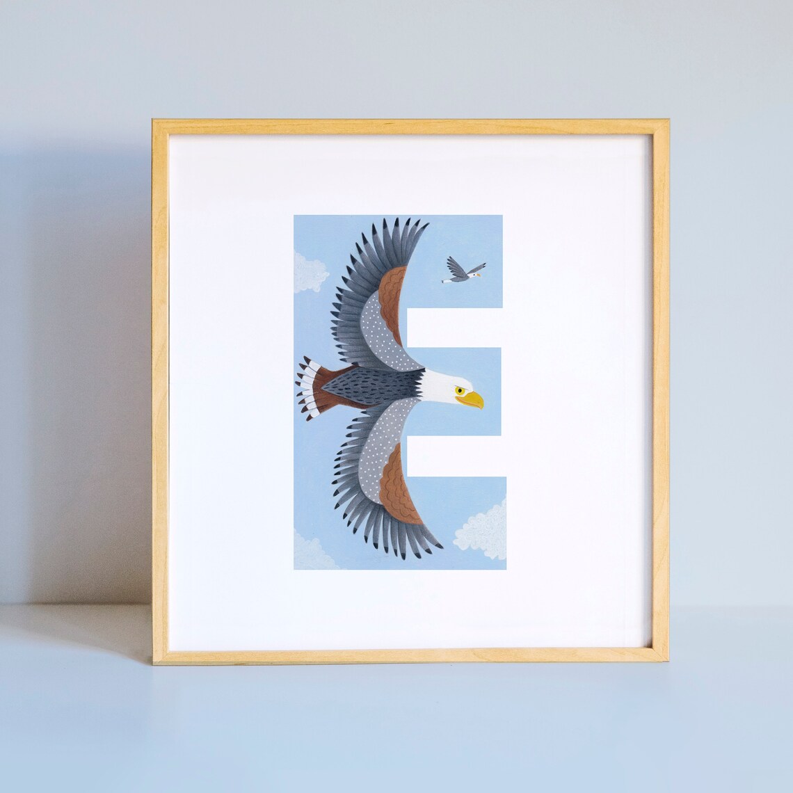 Letter E Eagle Eagleinitial print illustrated for bedroom and | Etsy