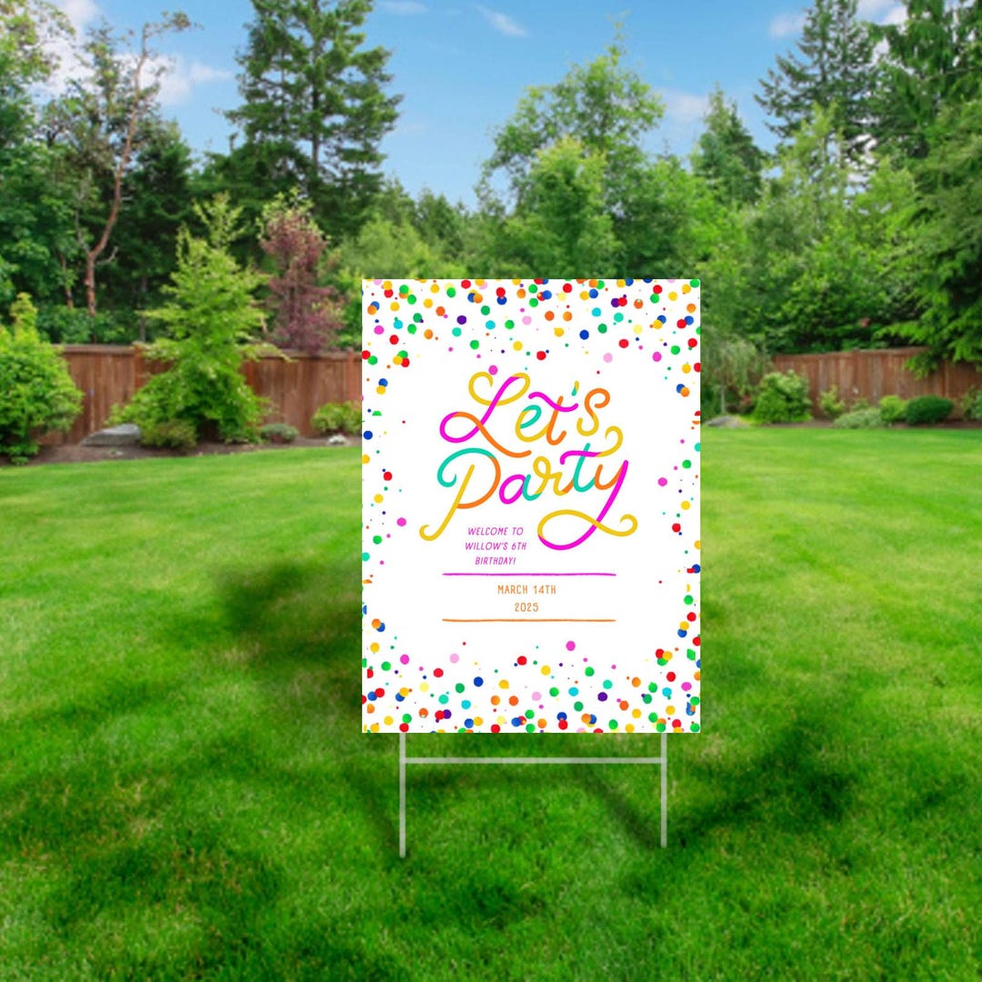 Birthday Yard Sign, Confetti Birthday Sign, Colorful Birthday Sign ...