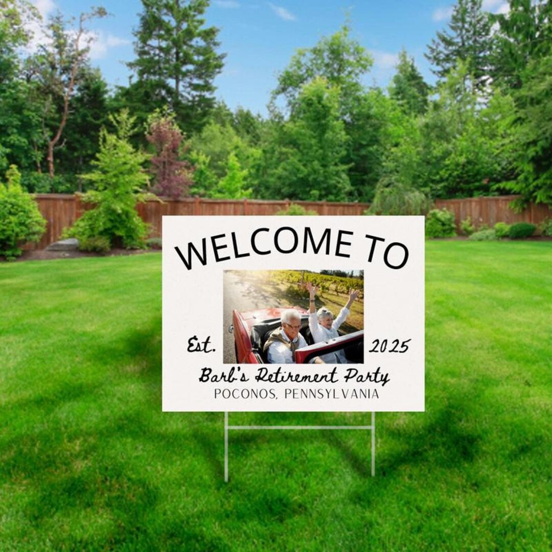 CUSTOM Modern Retirement Party Welcome Sign, Photo Retirement ...