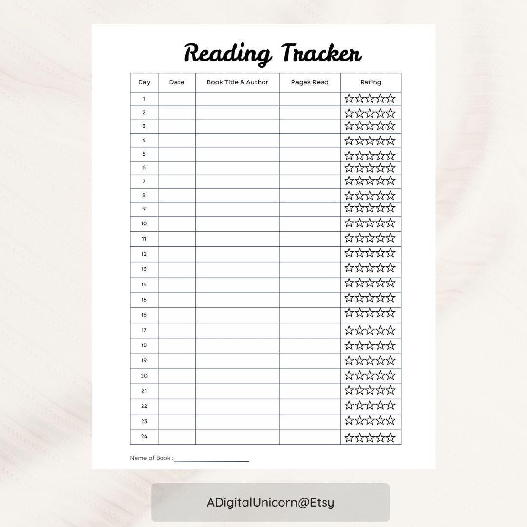 Reading Tracker - Reading Log, PRINTABLE Journal Page, Planner Page ...