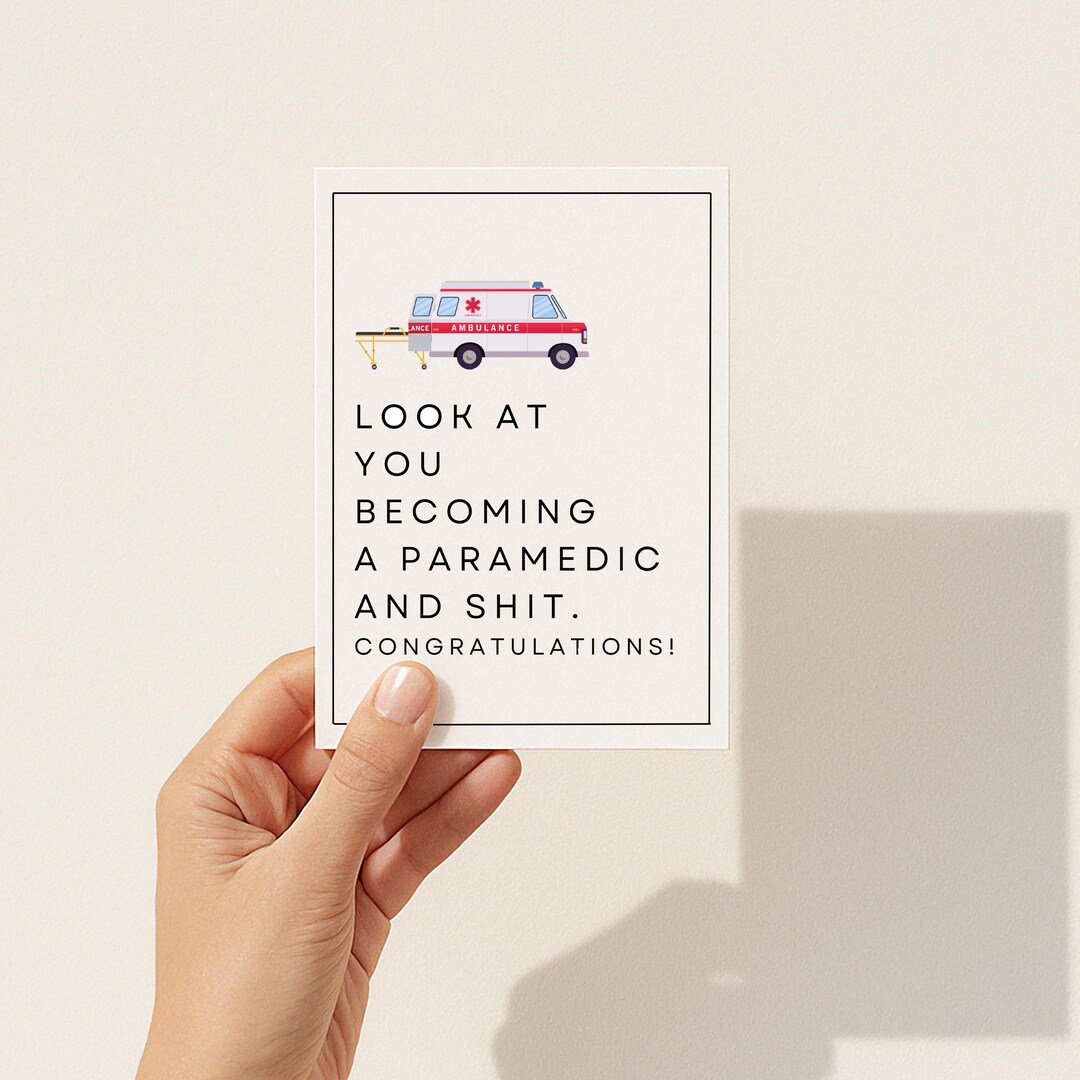 PRINTABLE Funny New Paramedic Greeting Card, Graduation Card for New ...