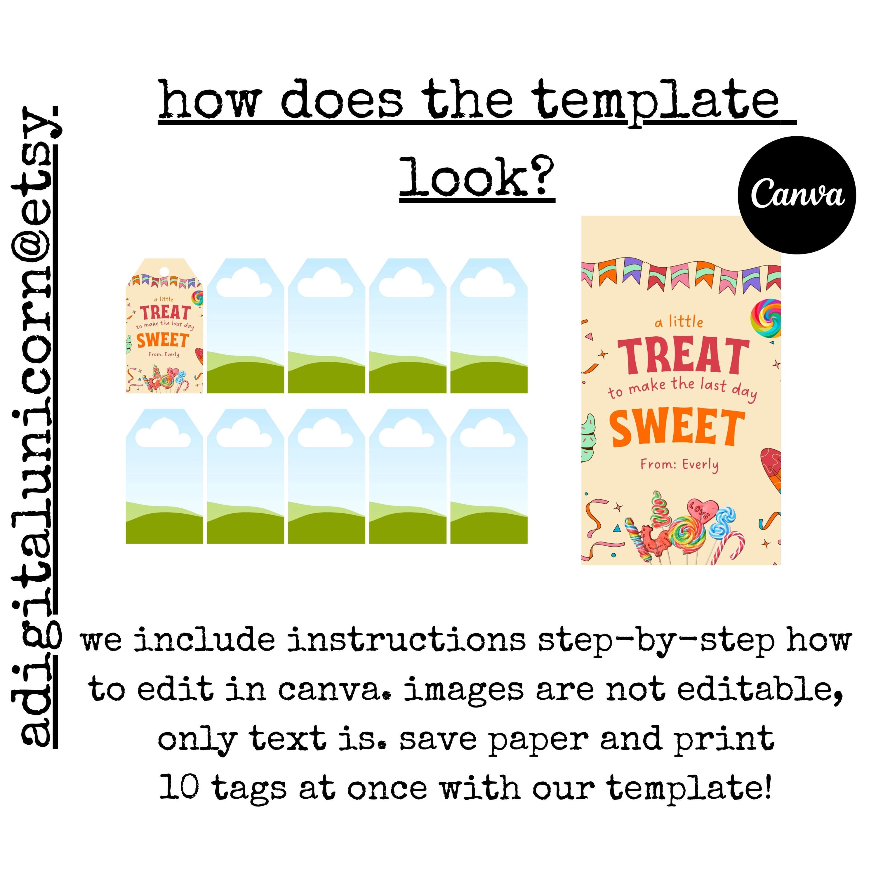 EDITABLE Editable Sweet Last Day of School Tag Sweet Summer End of Year ...