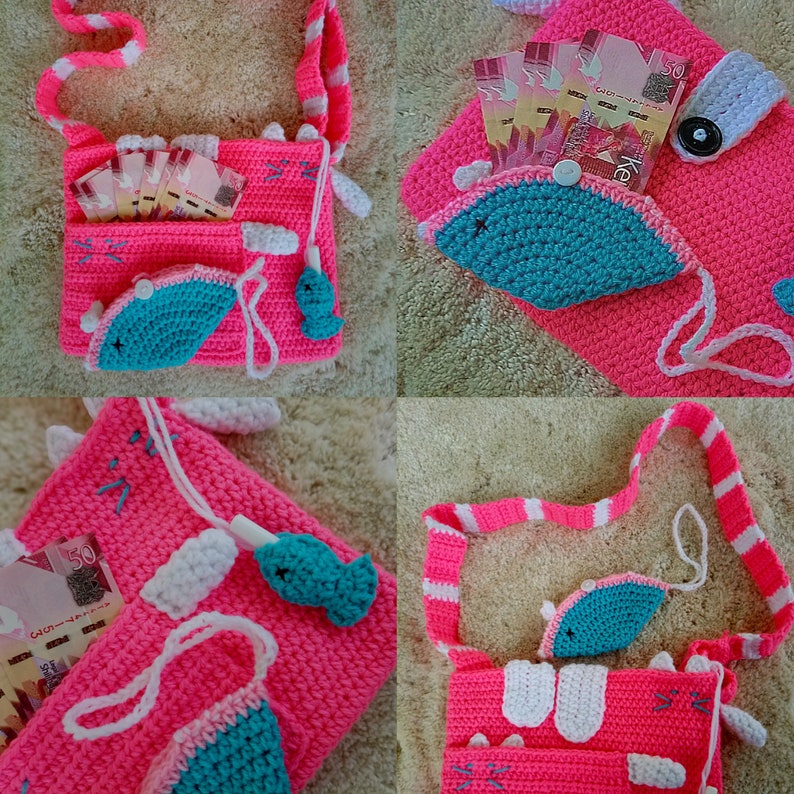 Crochet Pattern the Purrfect Bag Cat Purse Crossbody and - Etsy