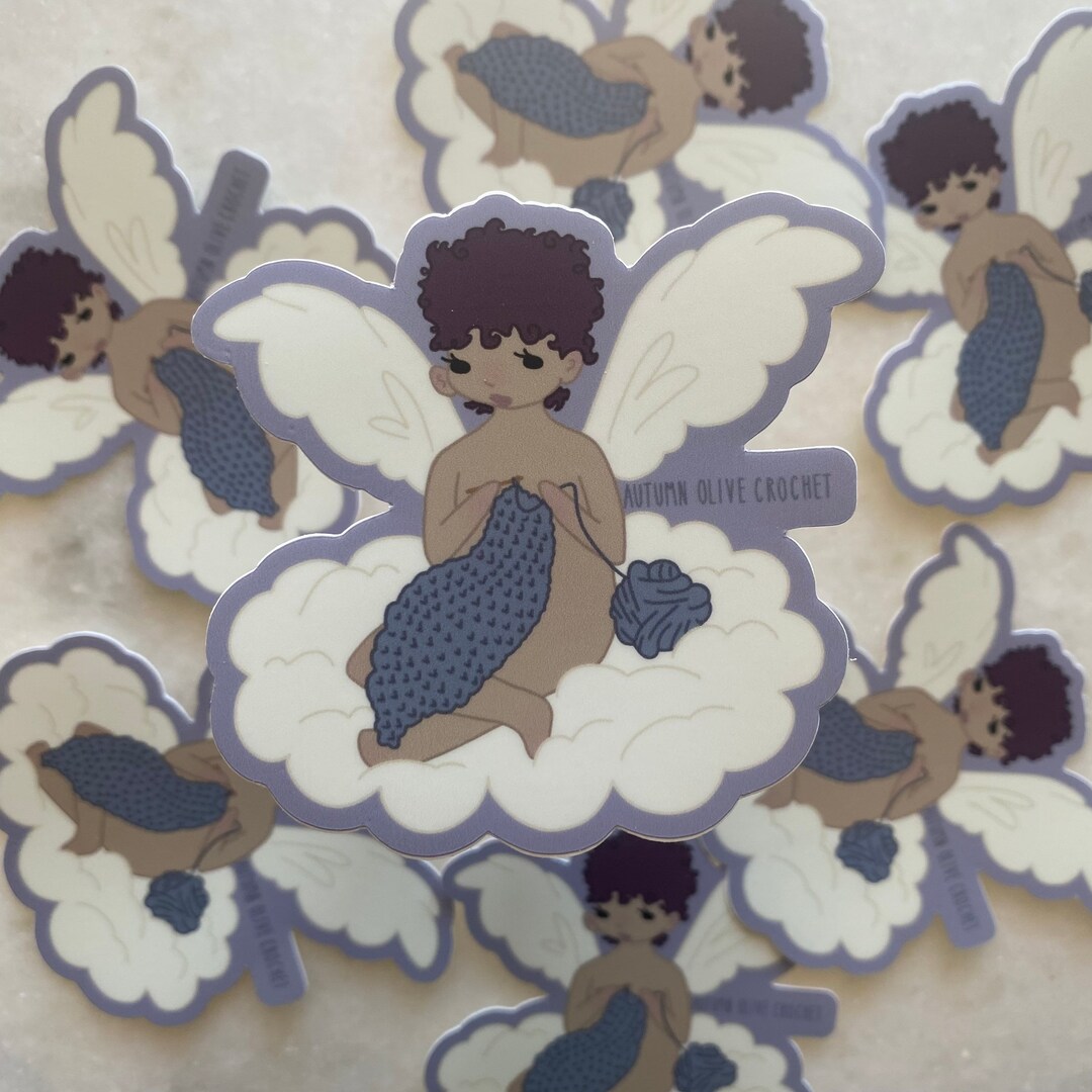 Vinyl Sticker - Crochet Cloud Cherub LIMITED EDITION - Etsy