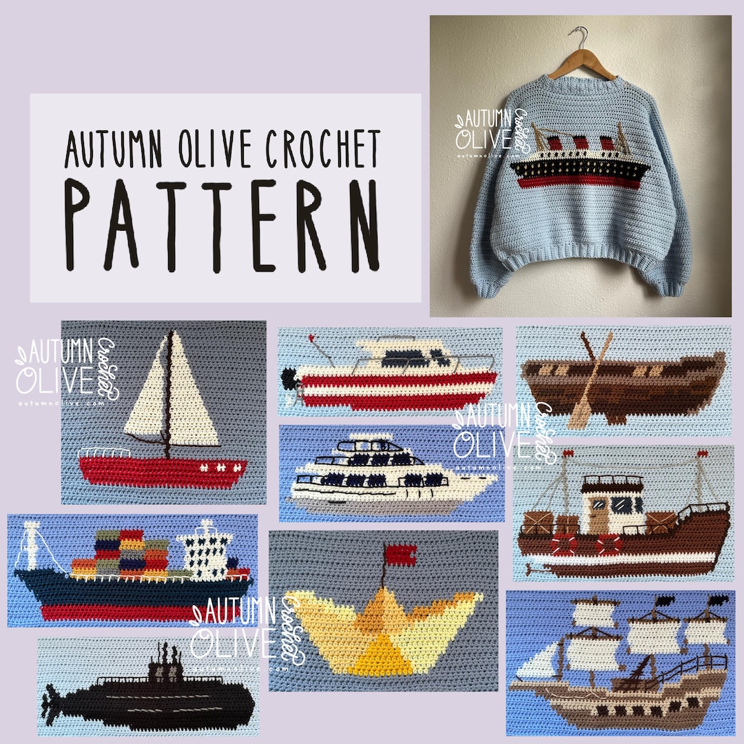 Crochet Pattern - Float Your Boats Pullover 10 in 1 Nautical Ocean ...